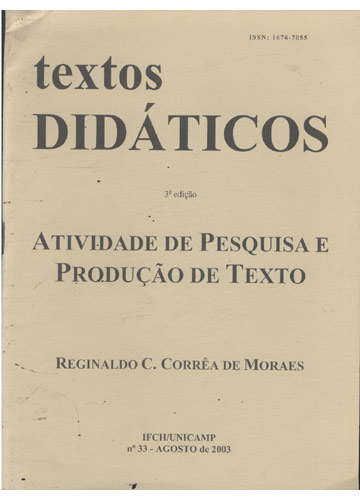 Sebo do Messias Livro - Textos Didáticos - Nº33 - Agosto de 2003