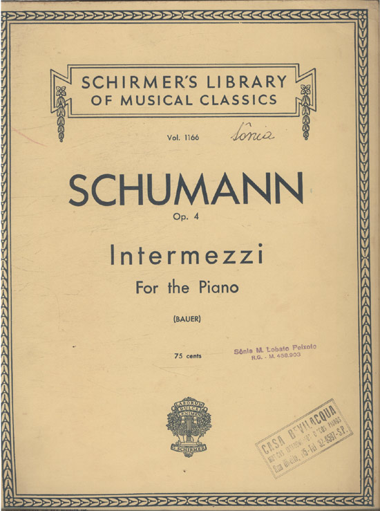 Sebo do Messias Livro - Schumann - Op.4 - Intermezzi for the Piano ...