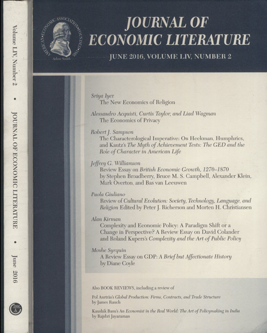 Sebo do Messias Livro - Journal of Economic Literature - Volume LIV ...