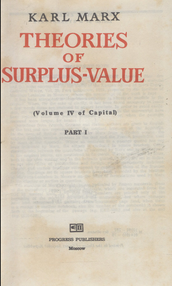 Sebo do Messias Livro - Theories Of Surplus-Value - 3 Volumes