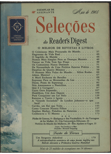 Sebo do Messias Revista - Seleções do Reader's Digest - Ano 1965 - Maio ...