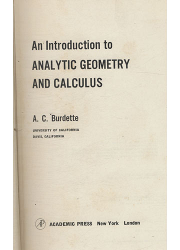 Sebo do Messias Livro - An Introduction to Analytic Geometry And Calculus