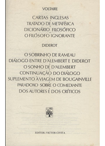 Sebo do Messias Livro - Voltaire / Diderot - Os Pensadores