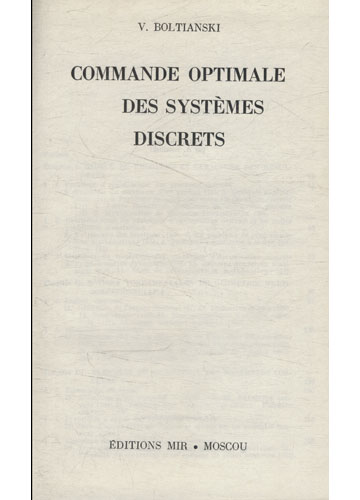 Sebo do Messias Livro - Commande Optimale Des Systemes Discrets