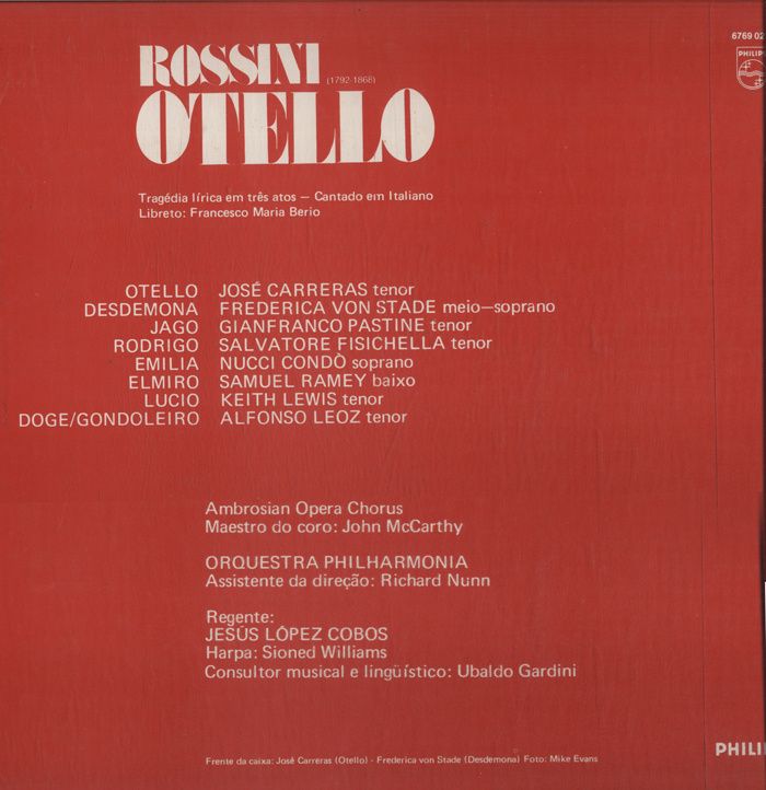 Sebo do Messias LP - Rossini - Otelo *caixa com encarte 3 LP's*