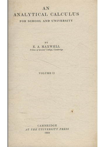 Sebo do Messias Livro - An Analytical Calculus - Volume 2