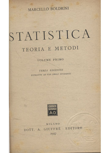 Sebo do Messias Livro - Statistica - Teoria e Metodi - 2 Volumes