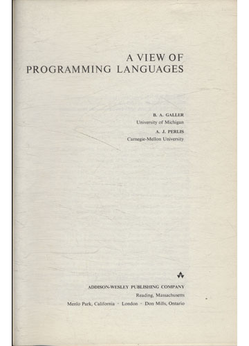 Sebo do Messias Livro - A View of Programming Languages