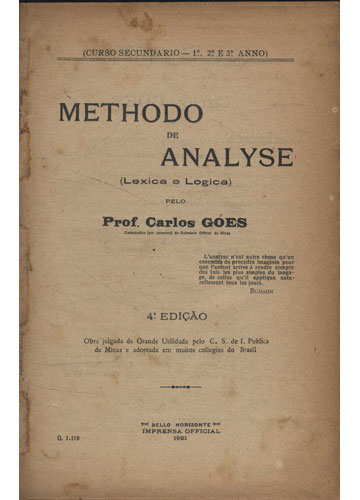 Sebo do Messias Livro - Methodo de Analyse