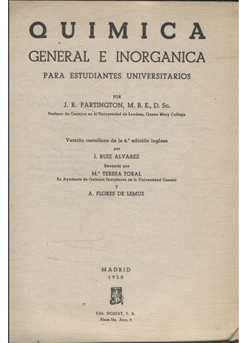 Sebo do Messias Livro - Partington - Quimica General e Inorganica
