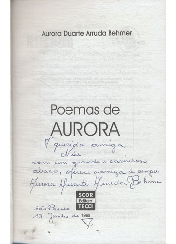 Sebo do Messias Livro - Poemas de Aurora - Com Dedicatória da Autora