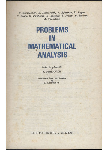 Sebo do Messias Livro - Problems in Mathematical Analysis