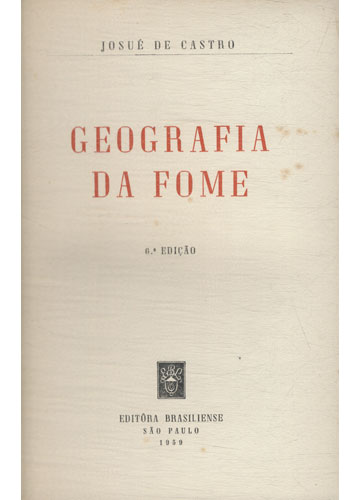 Sebo do Messias Livro - Geografia da Fome