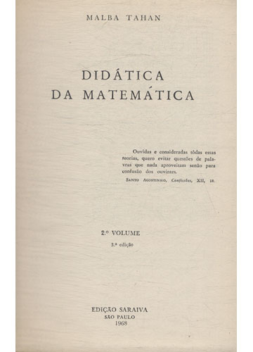 Sebo do Messias Livro - Didática da Matemática - Volume 2