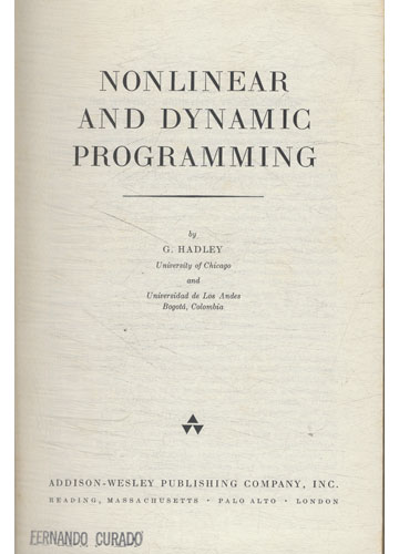 Sebo do Messias Livro - Nonlinear and Dynamic Programming