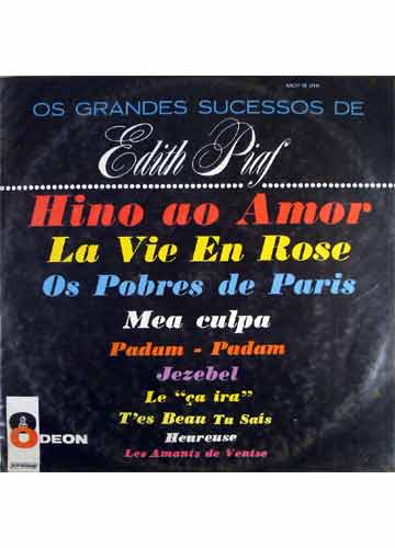 Sebo do Messias LP - Os Grandes Sucessos de Edith Piaf - Mono - Capa Sanduiche