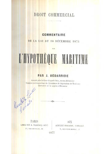 Sebo do Messias Livro - L'hypothèque Maritime